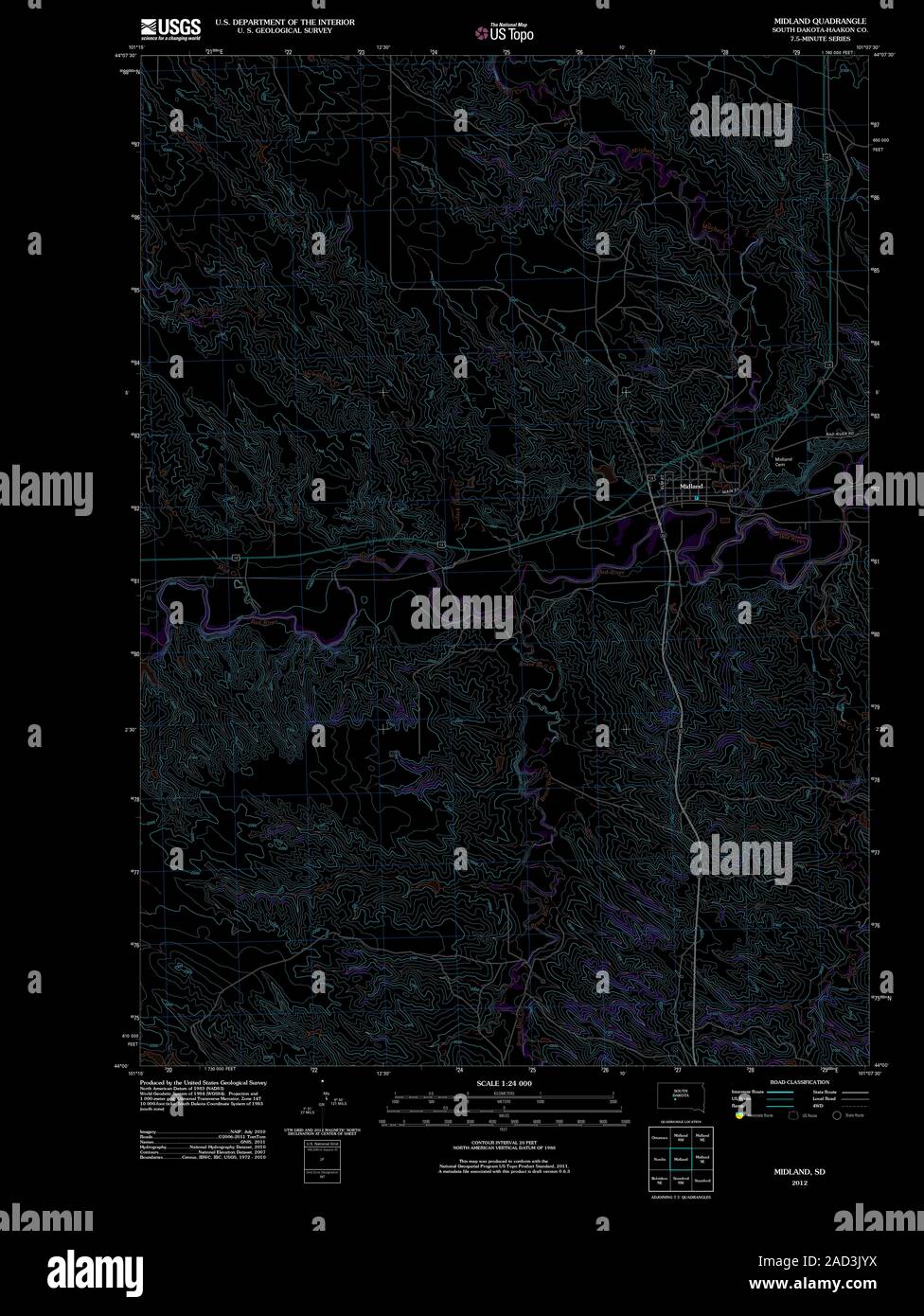 Midland south dakota map hi-res stock photography and images - Alamy