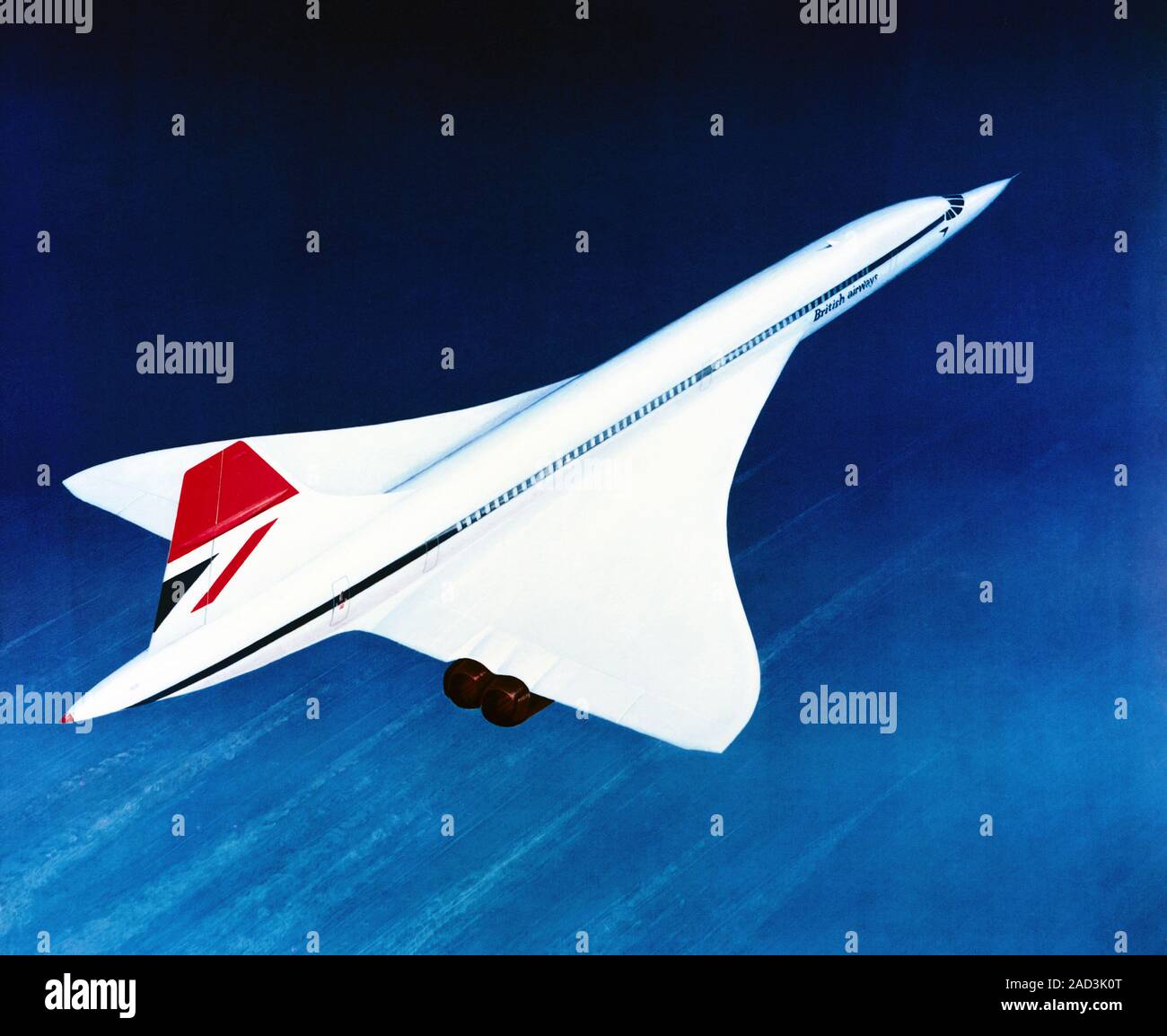 1970s Concorde in flight, illustration. Concorde was a supersonic ...