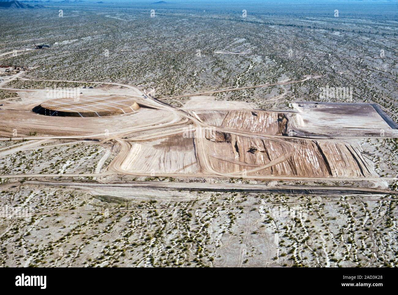Nuclear missile silo test site. Aerial photograph of an underground ...