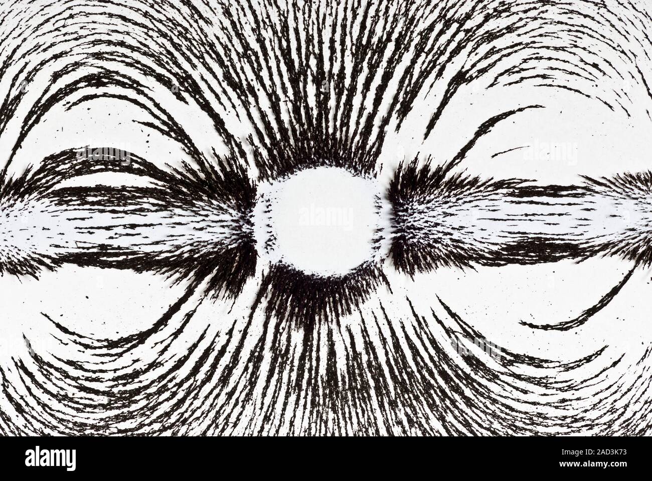 Magnetic field with iron filings. Image using iron filings to show the ...