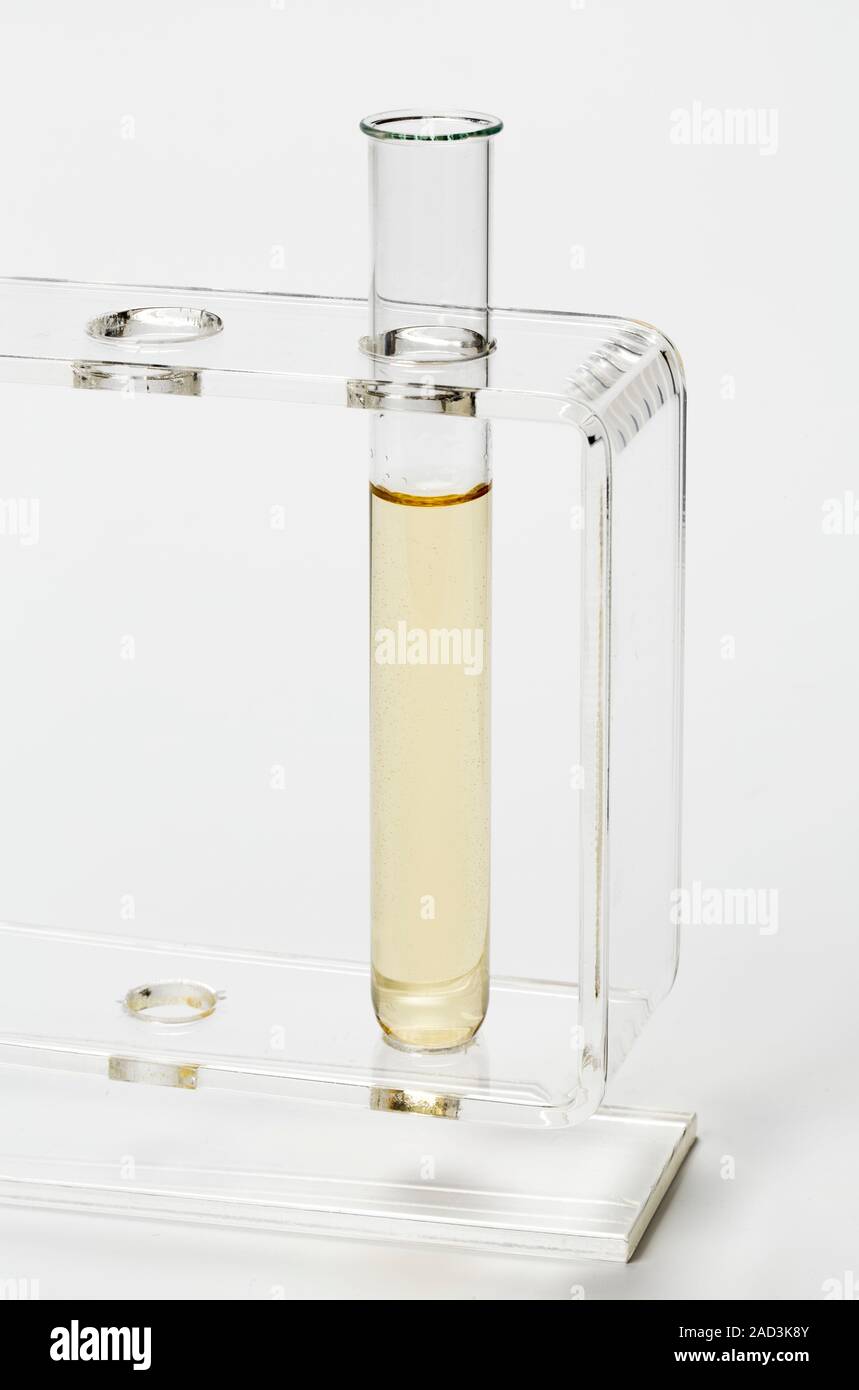 Iron (III) sulphate solution. Test tube containing iron (III) sulphate ...
