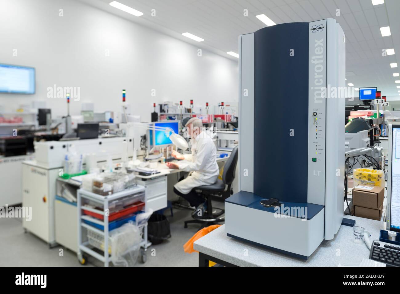 MALDI-Biotyper. MALDI-Biotyper machine (right) in the pathology lab of ...