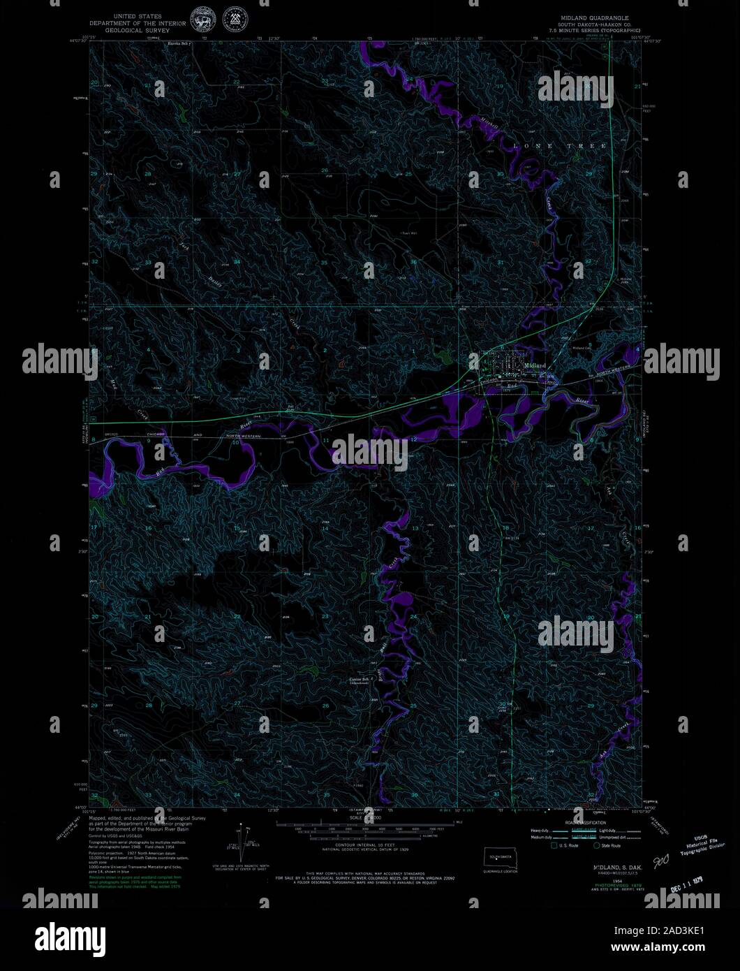 Midland south dakota map hi-res stock photography and images - Alamy