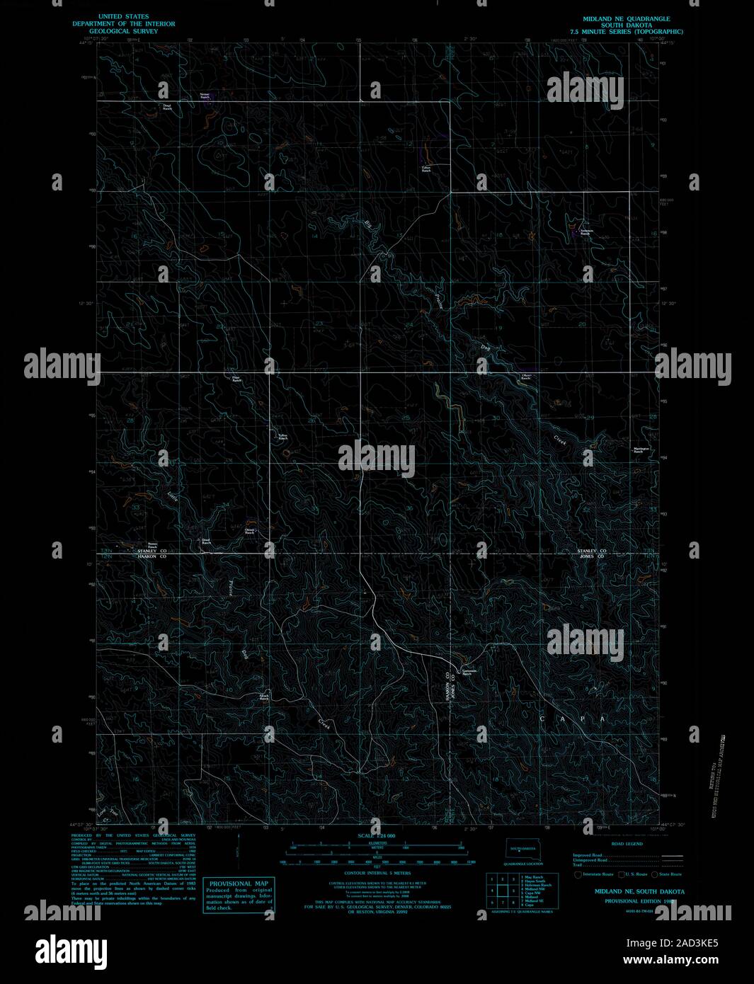 Midland south dakota map hi-res stock photography and images - Alamy