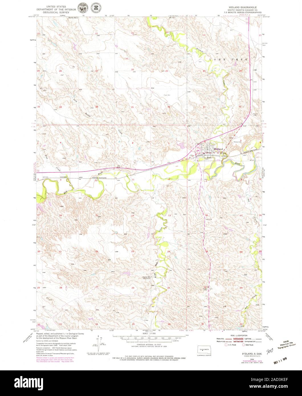 Midland south dakota map hi-res stock photography and images - Alamy