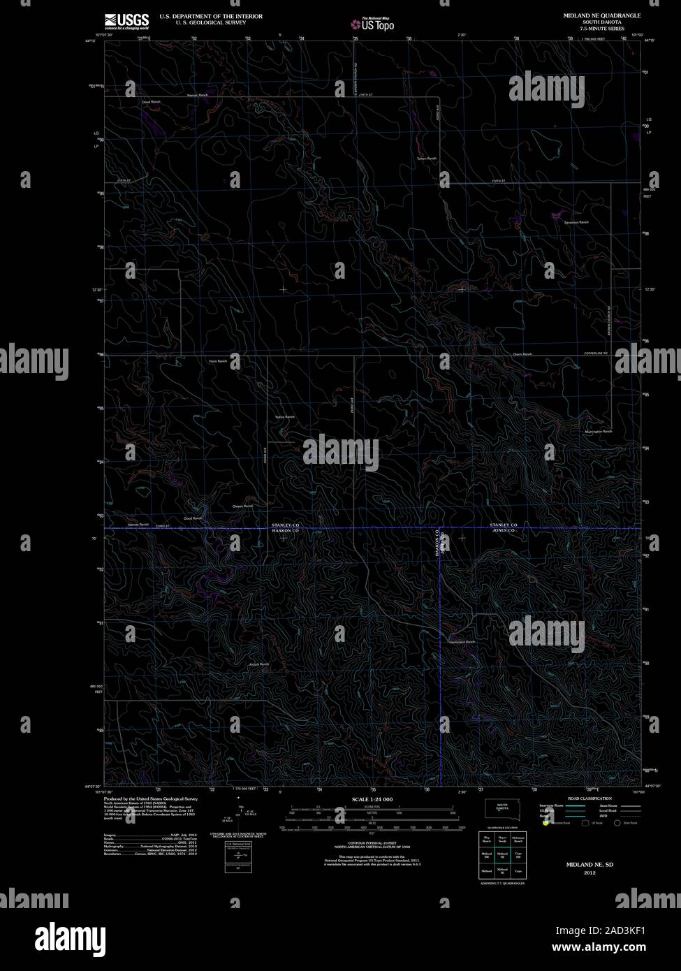 Midland south dakota map hi-res stock photography and images - Alamy