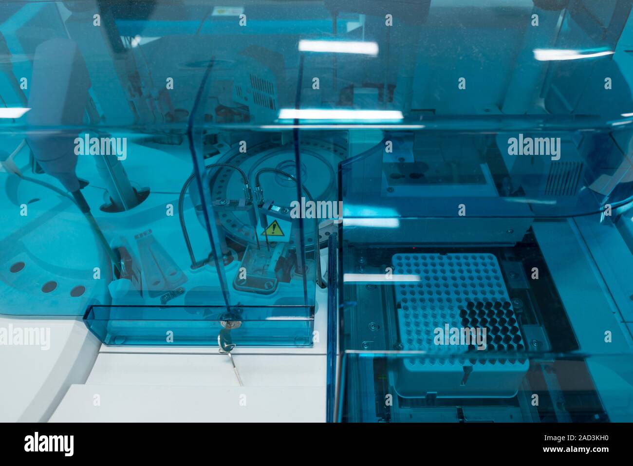 HPV cobas testing. Close-up of a machine used for cobas testing to test ...