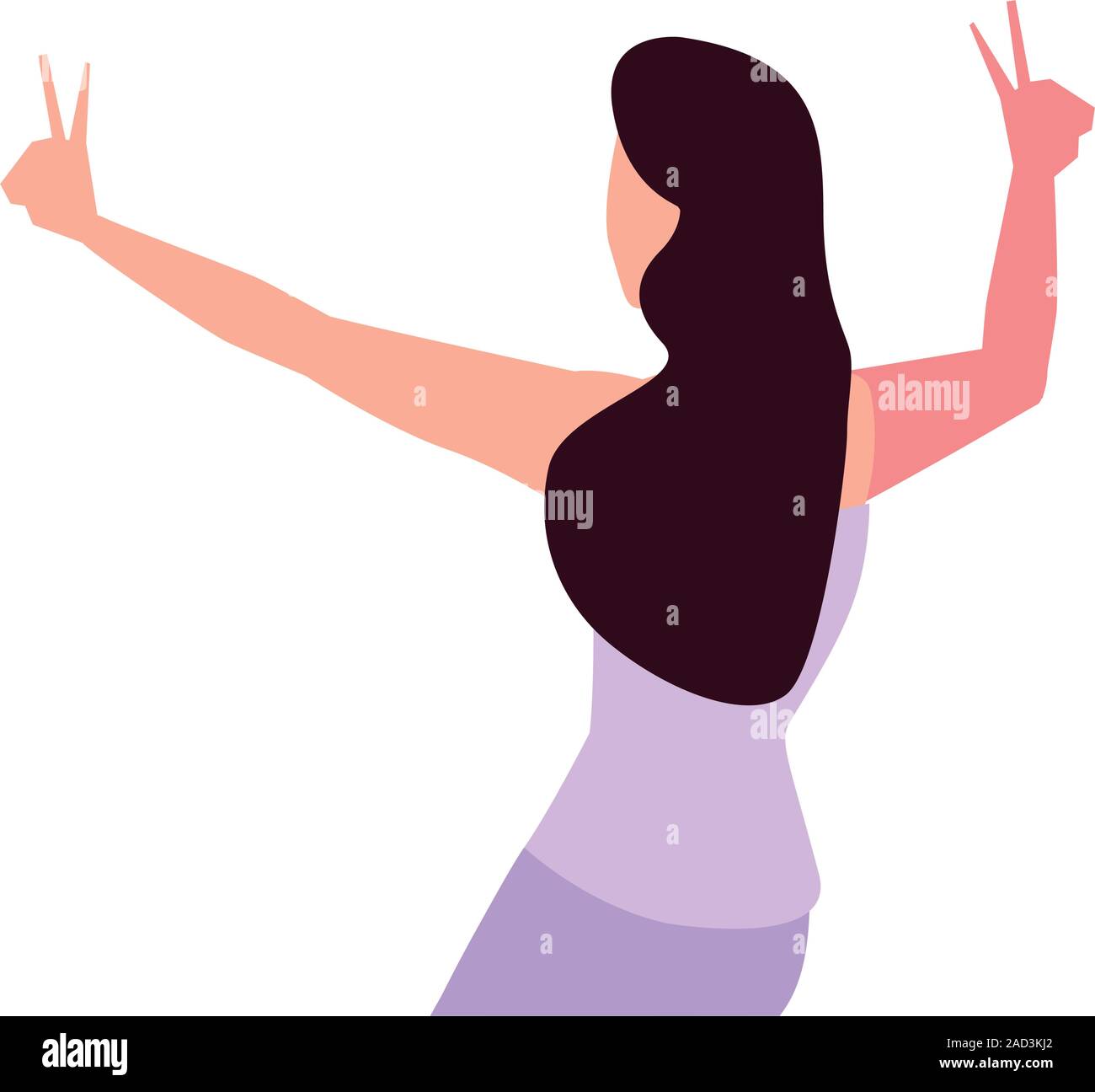 young woman of back position on white background vector illustration ...