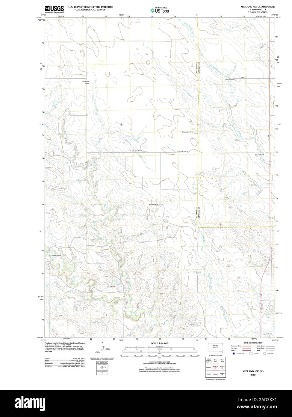 Midland south dakota map hi-res stock photography and images - Alamy