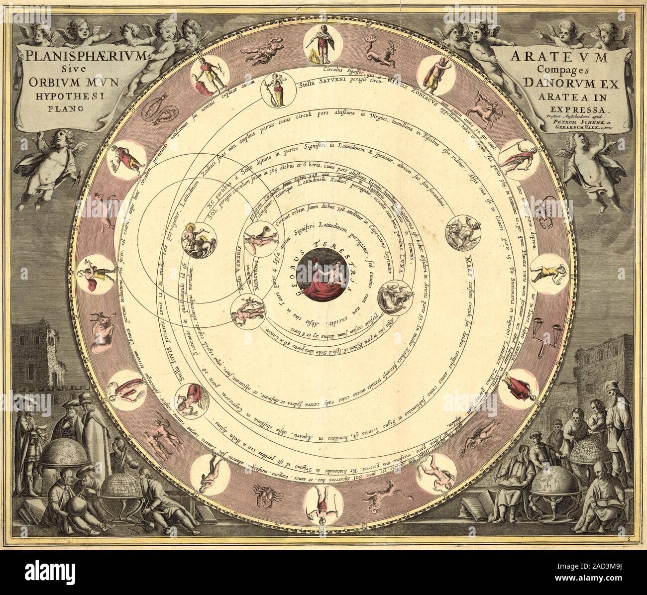 Aratus planisphere. 18th-century illustration of the Earth-centred ...