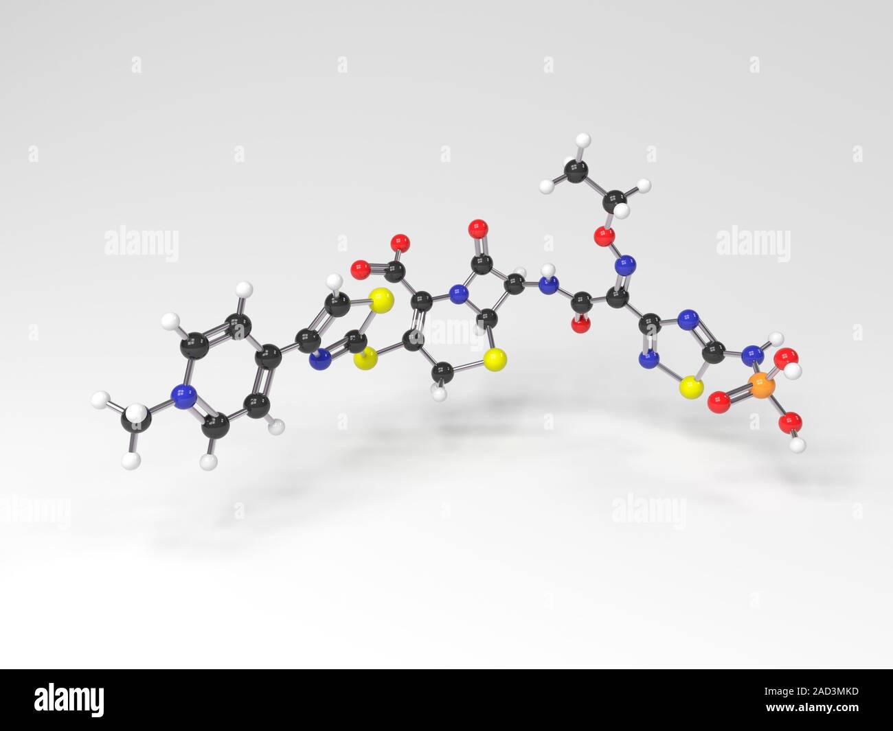 Ceftaroline fosamil molecule. Computer illustration showing the ...
