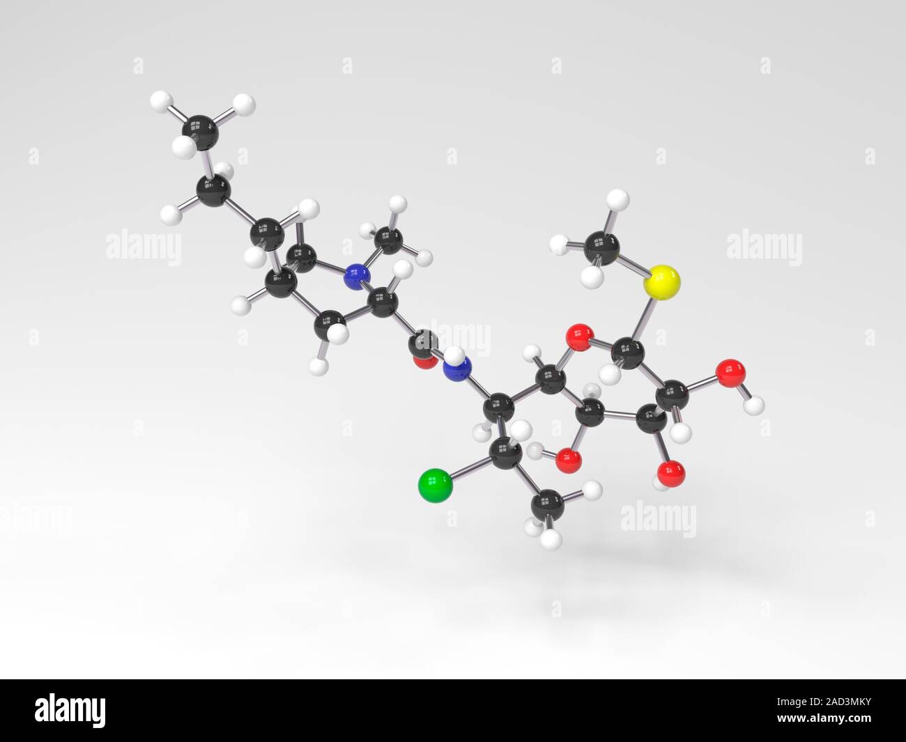 Clindamycin molecule. Computer illustration showing the molecular ...