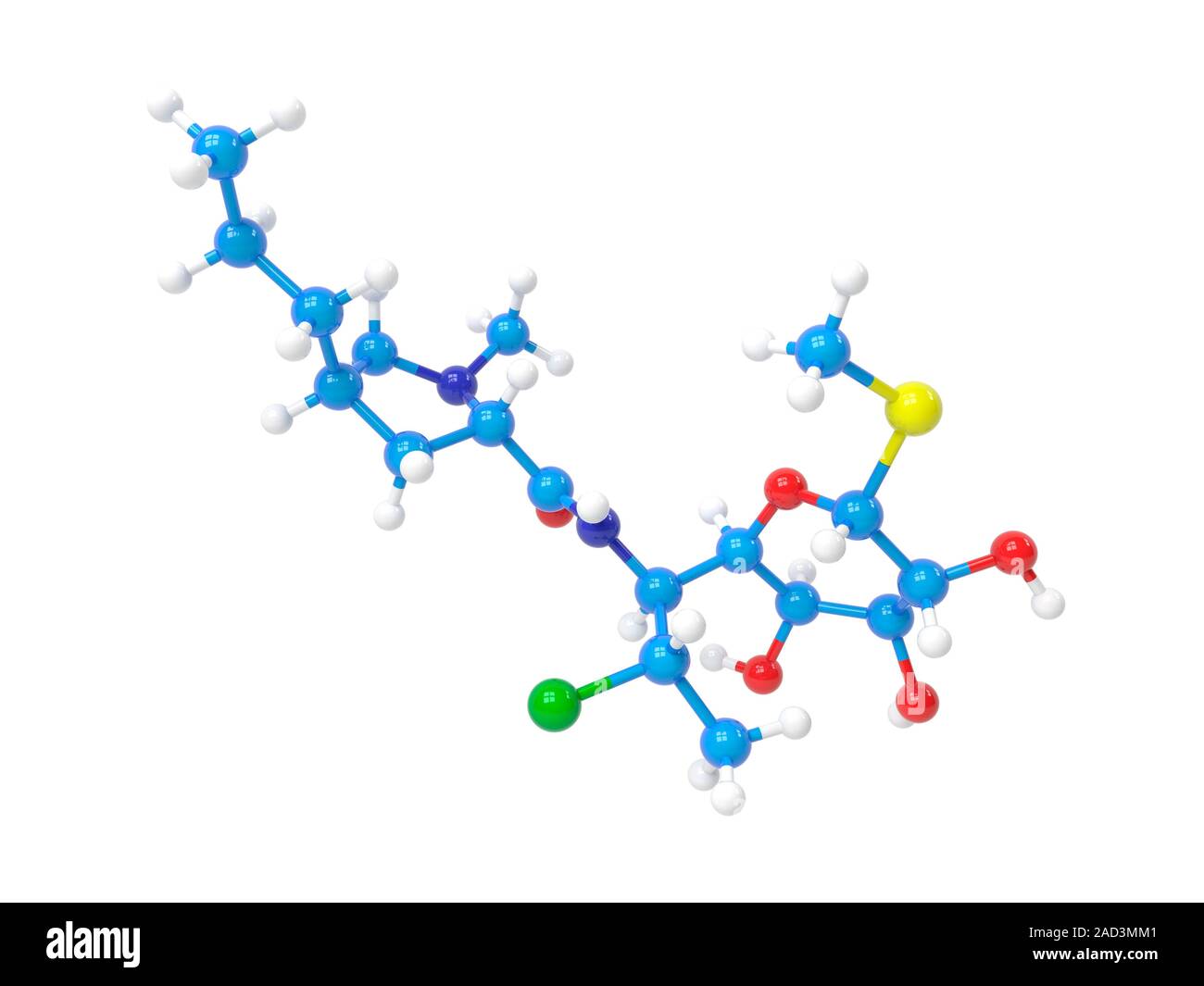 Clindamycin molecule. Computer illustration showing the molecular ...