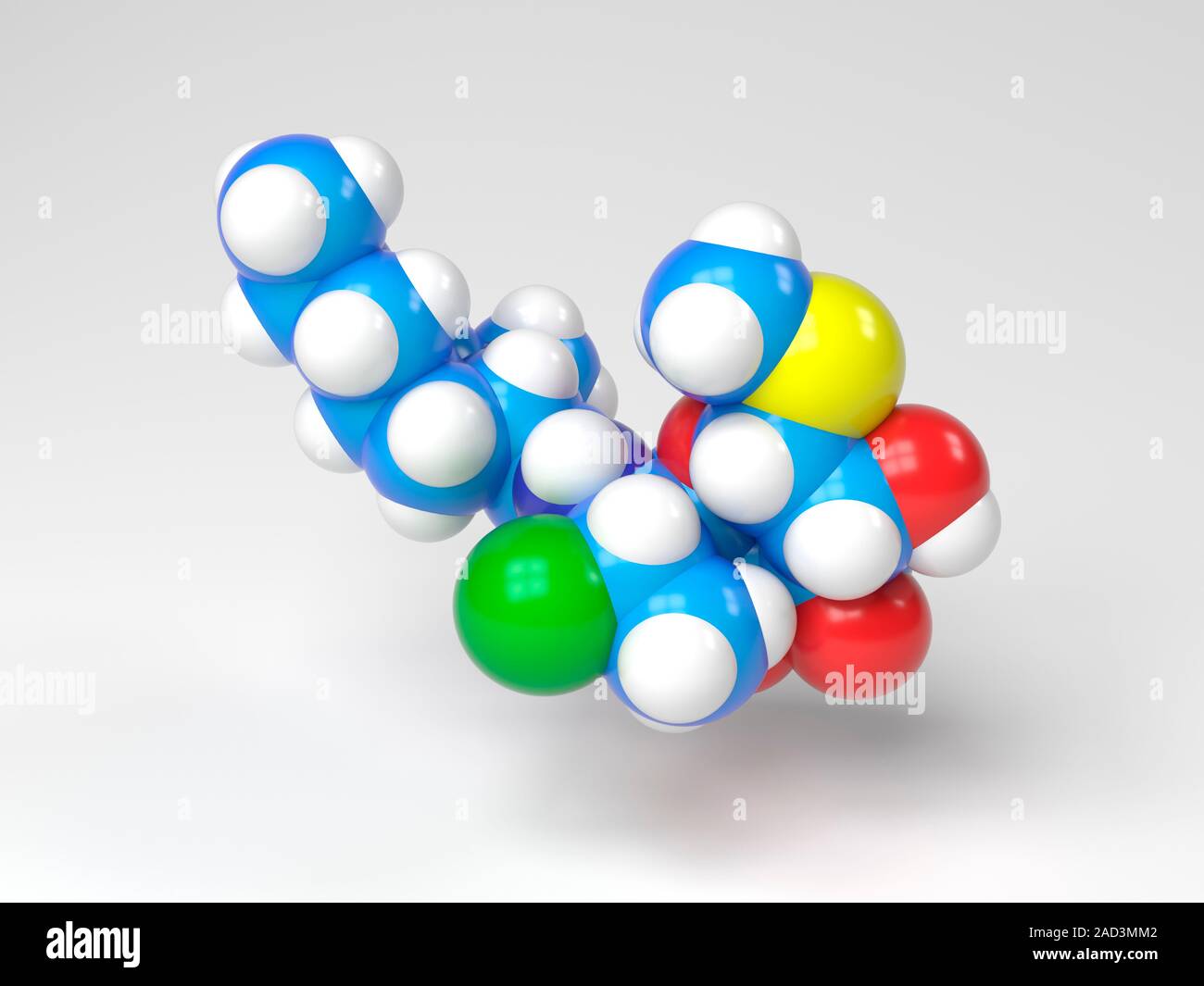 Clindamycin molecule. Computer illustration showing the molecular ...