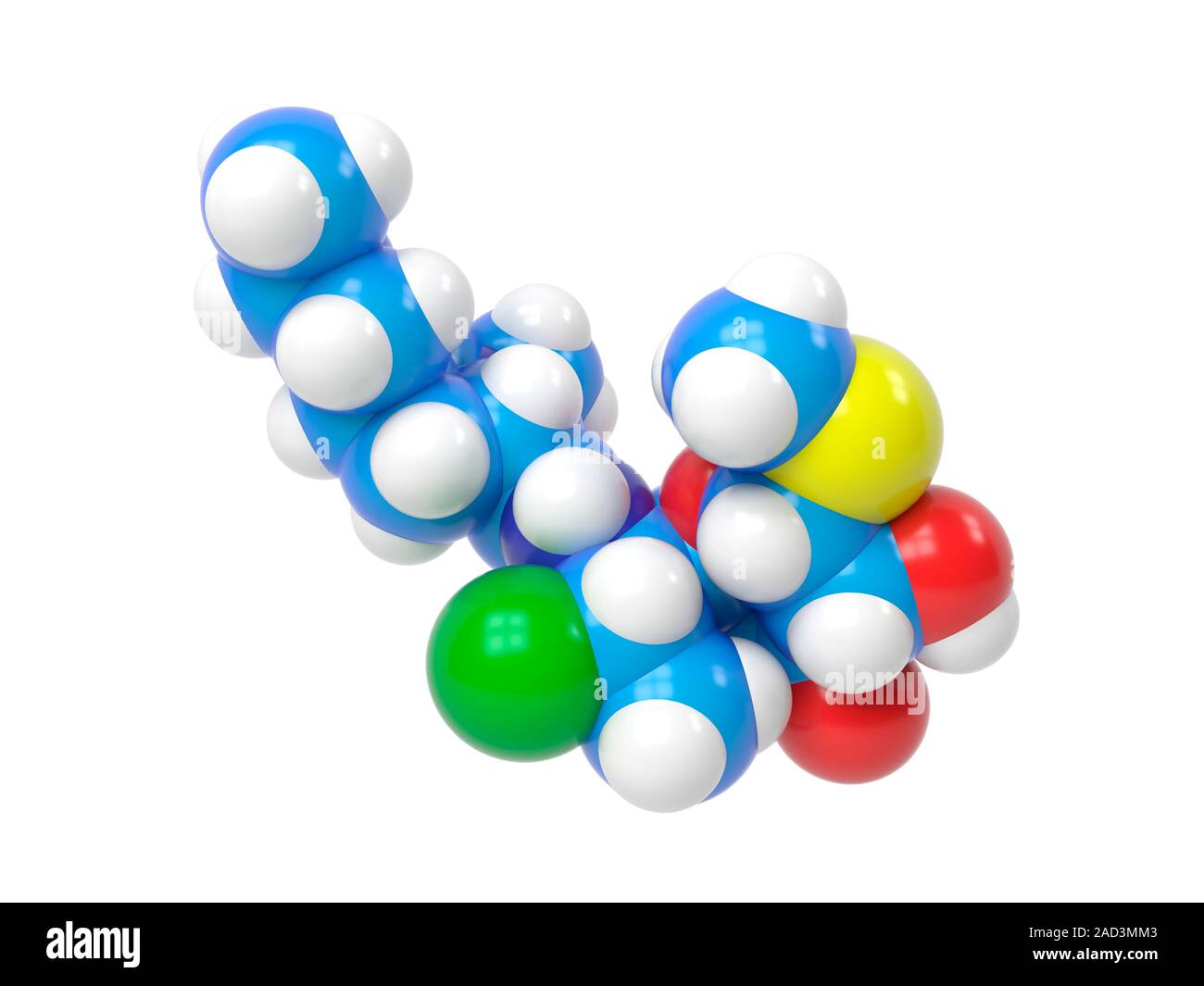 Clindamycin molecule. Computer illustration showing the molecular ...