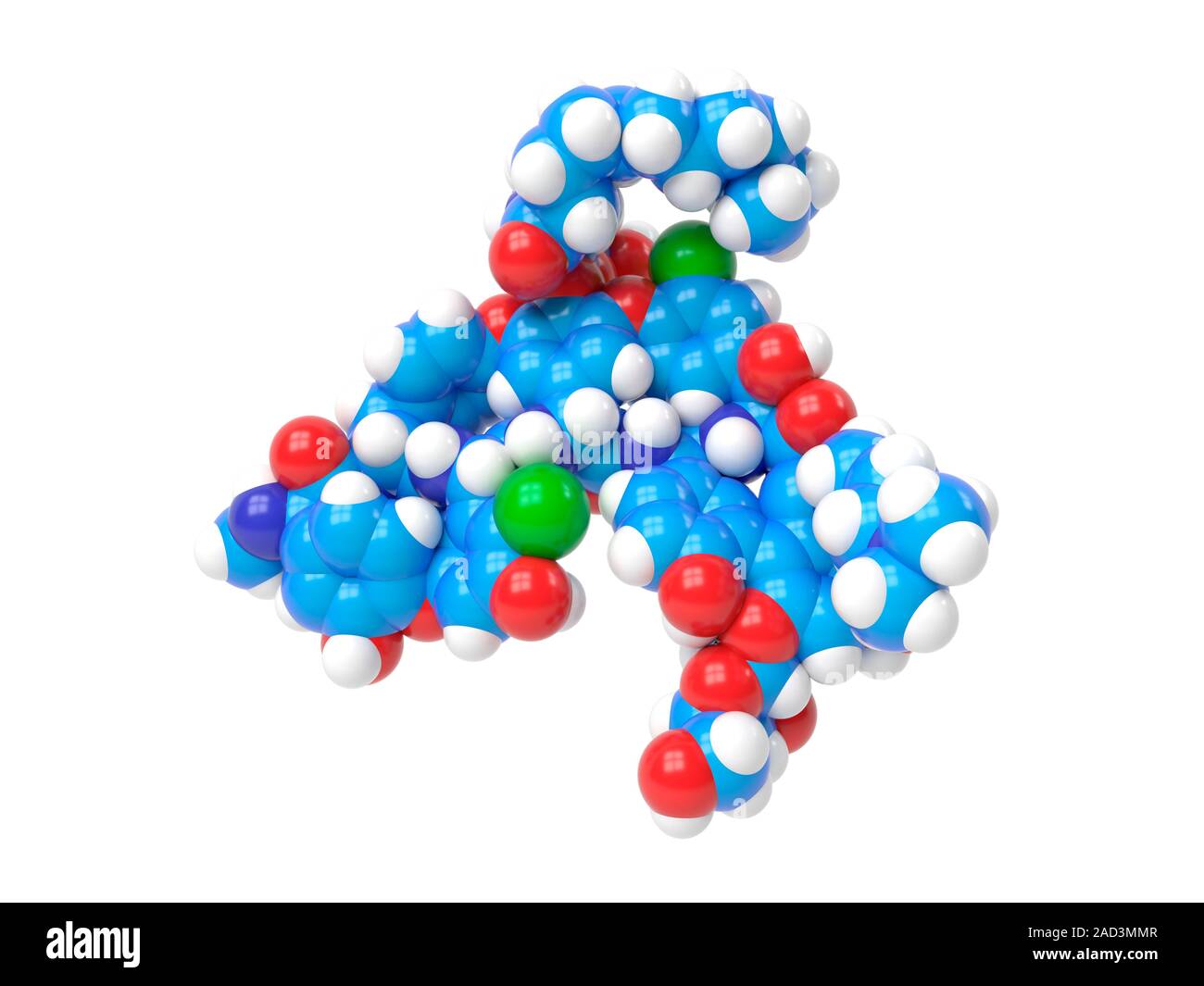 Dalbavancin molecule. Computer illustration showing the molecular ...