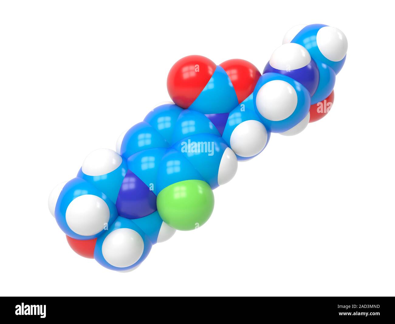 Linezolid molecule. Computer illustration showing the molecular ...