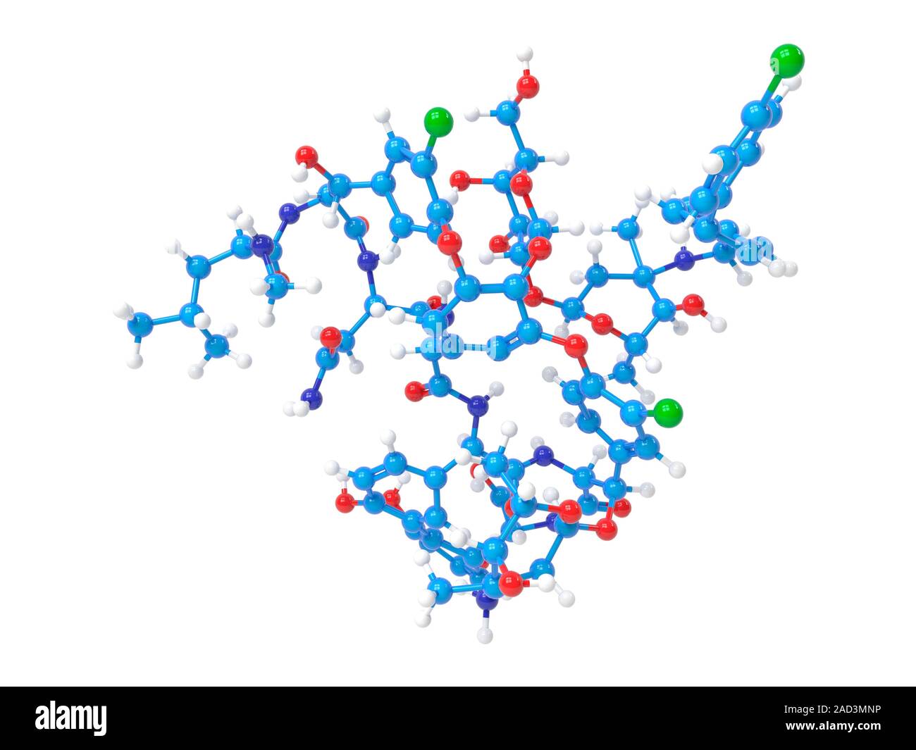 Oritavancin molecule. Computer illustration showing the molecular ...