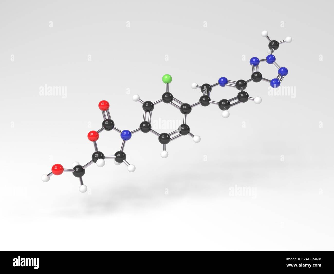 Tedizolid molecule. Computer illustration showing the molecular ...