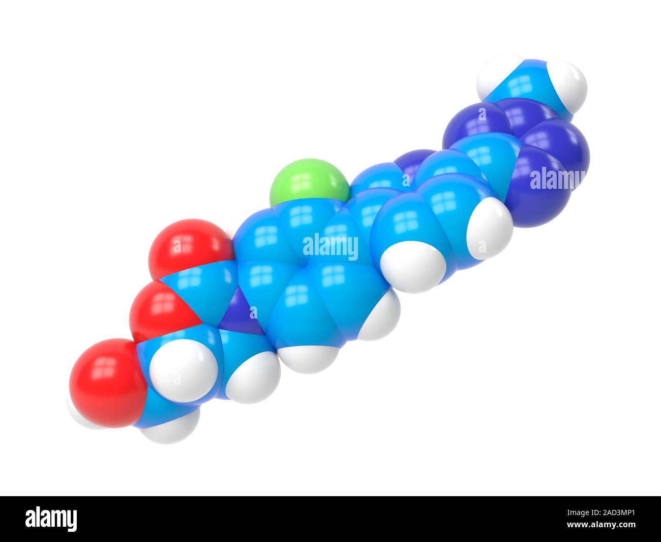 Tedizolid molecule. Computer illustration showing the molecular ...