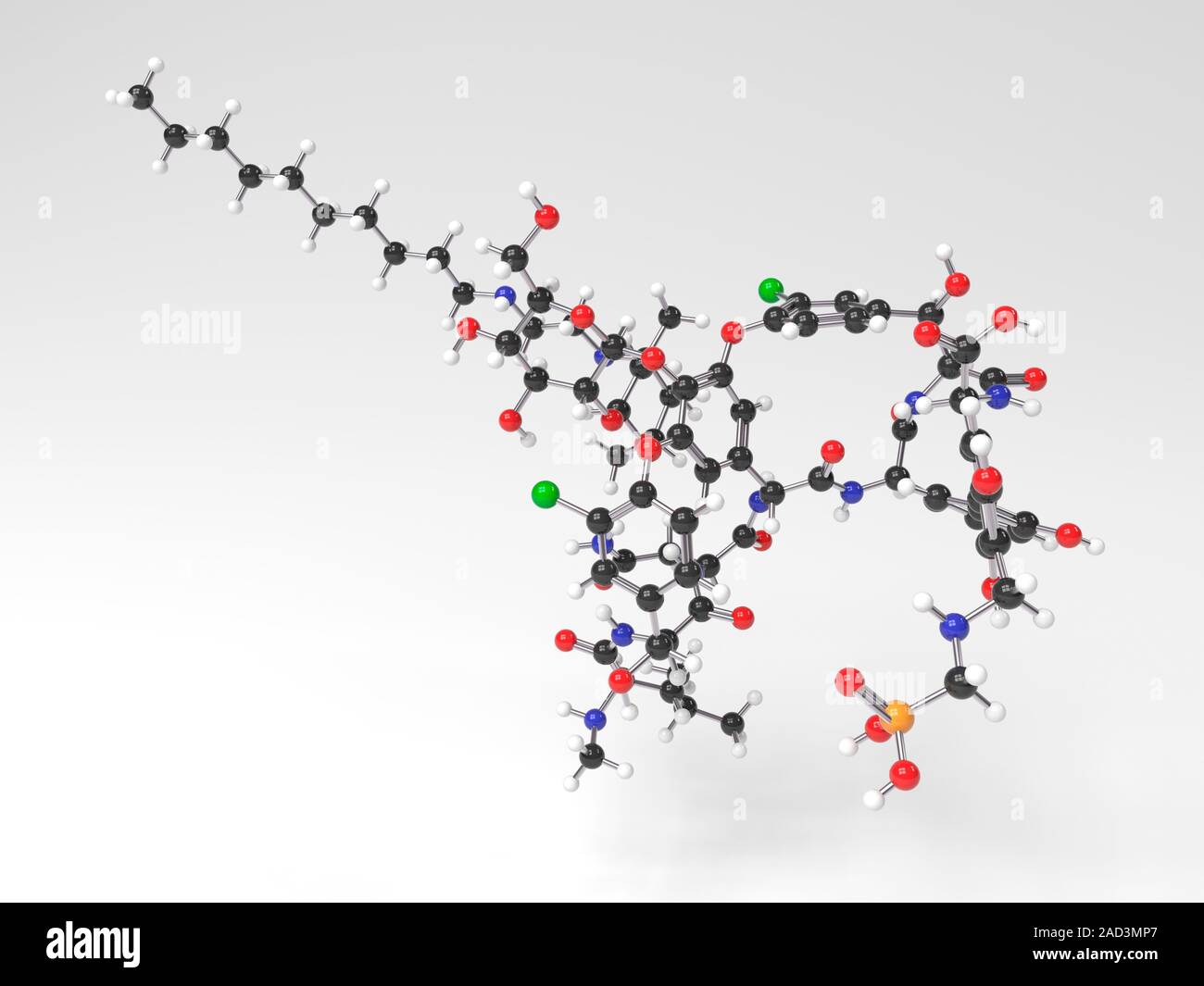 Telavancin molecule. Computer illustration showing the molecular ...