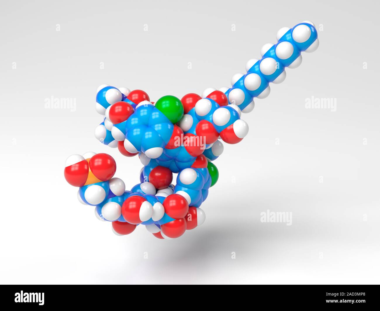 Telavancin molecule. Computer illustration showing the molecular ...
