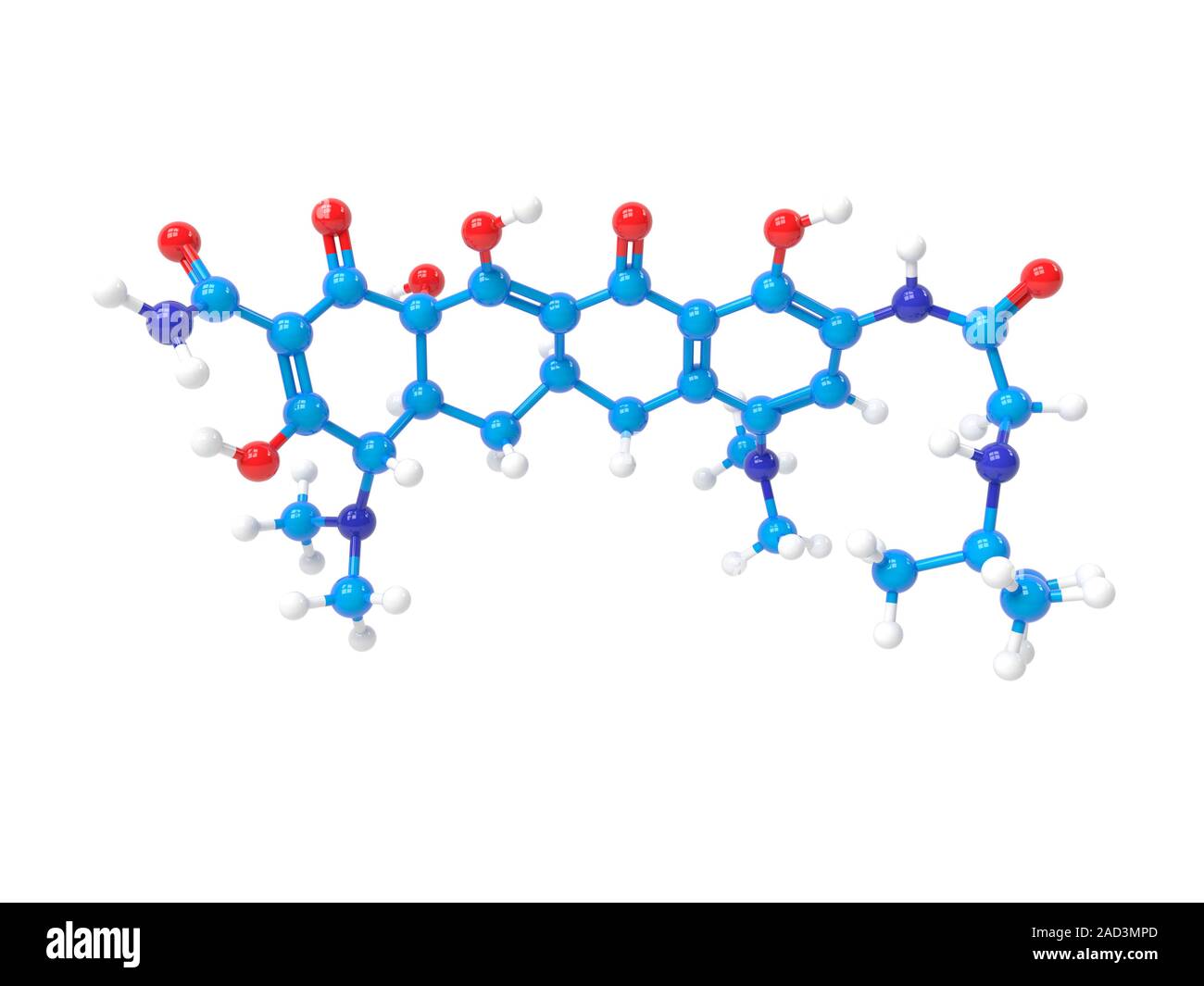 Tigecycline molecule. Computer illustration showing the molecular ...