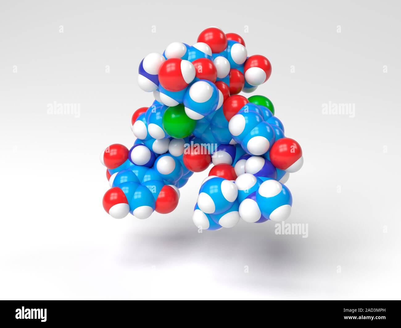 Vancomycin molecule. Computer illustration showing the molecular ...
