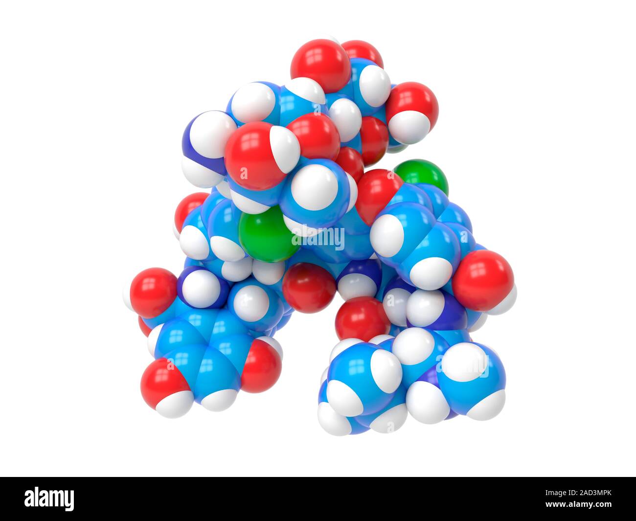 Vancomycin molecule. Computer illustration showing the molecular ...