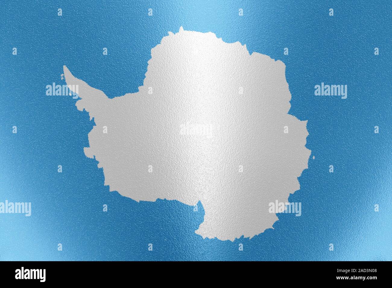 Antarctica flag in traditional blue white colors on the frosted glass ...