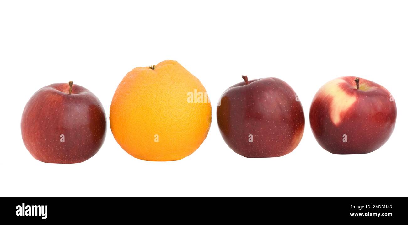 Apples and orange isolated on white background Stock Photo - Alamy