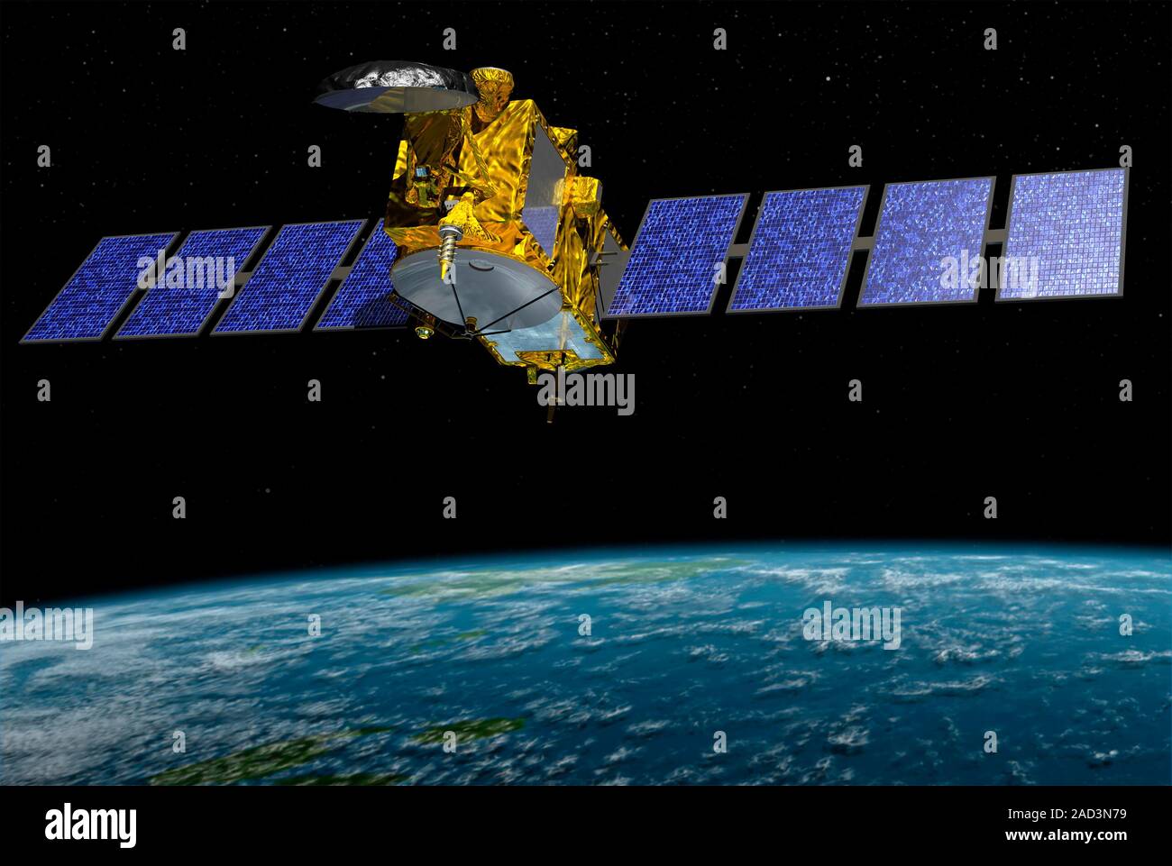 Jason-3 satellite orbiting the Earth, illustration. This satellite ...