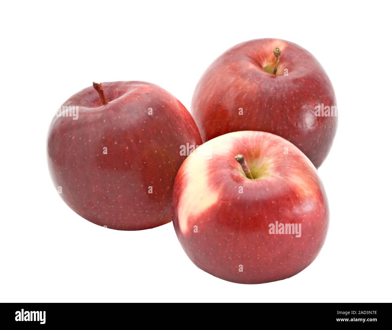 Three red apples isolated on white background Stock Photo - Alamy