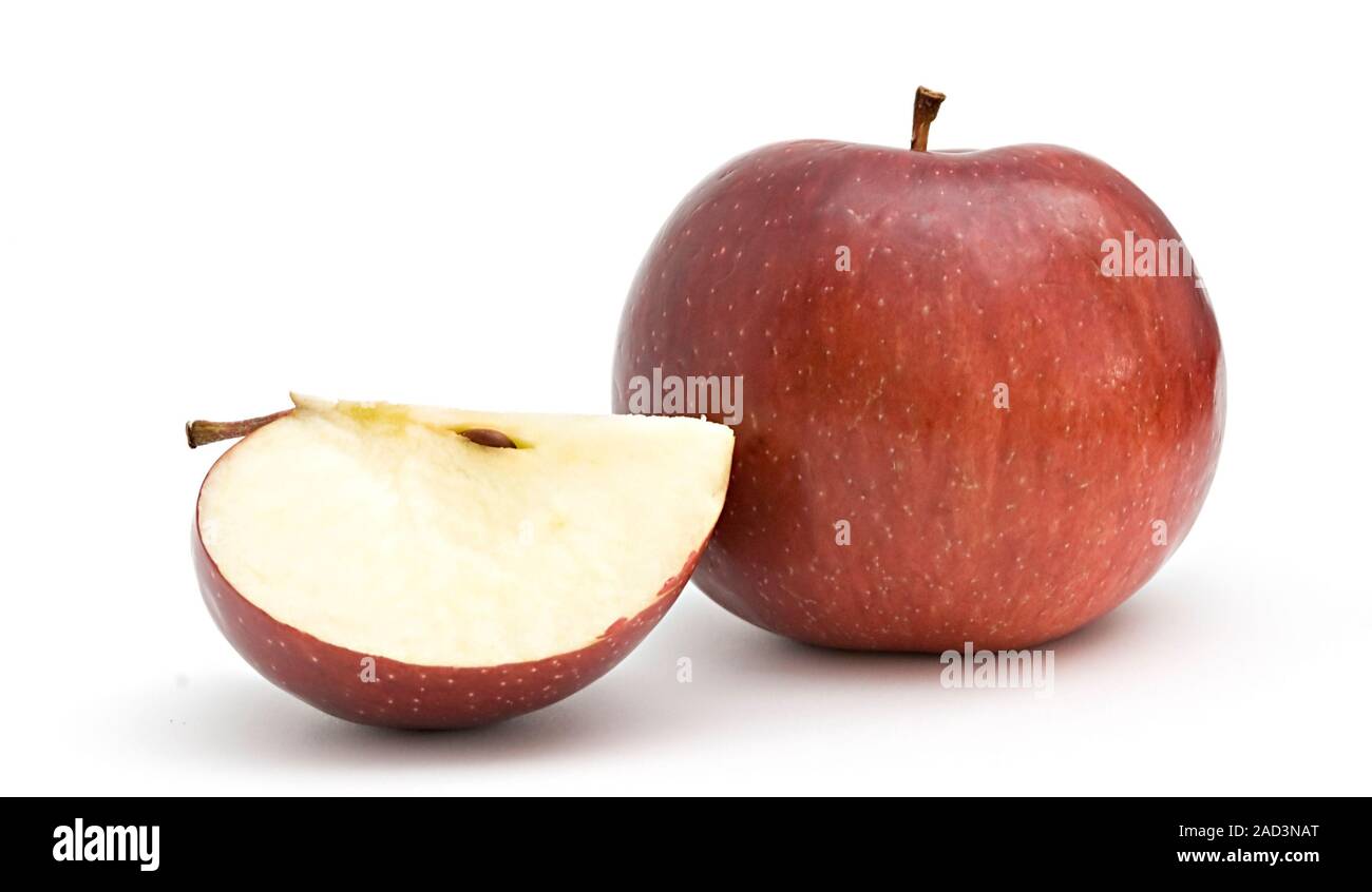 Apple and its peace isolated on white background Stock Photo - Alamy