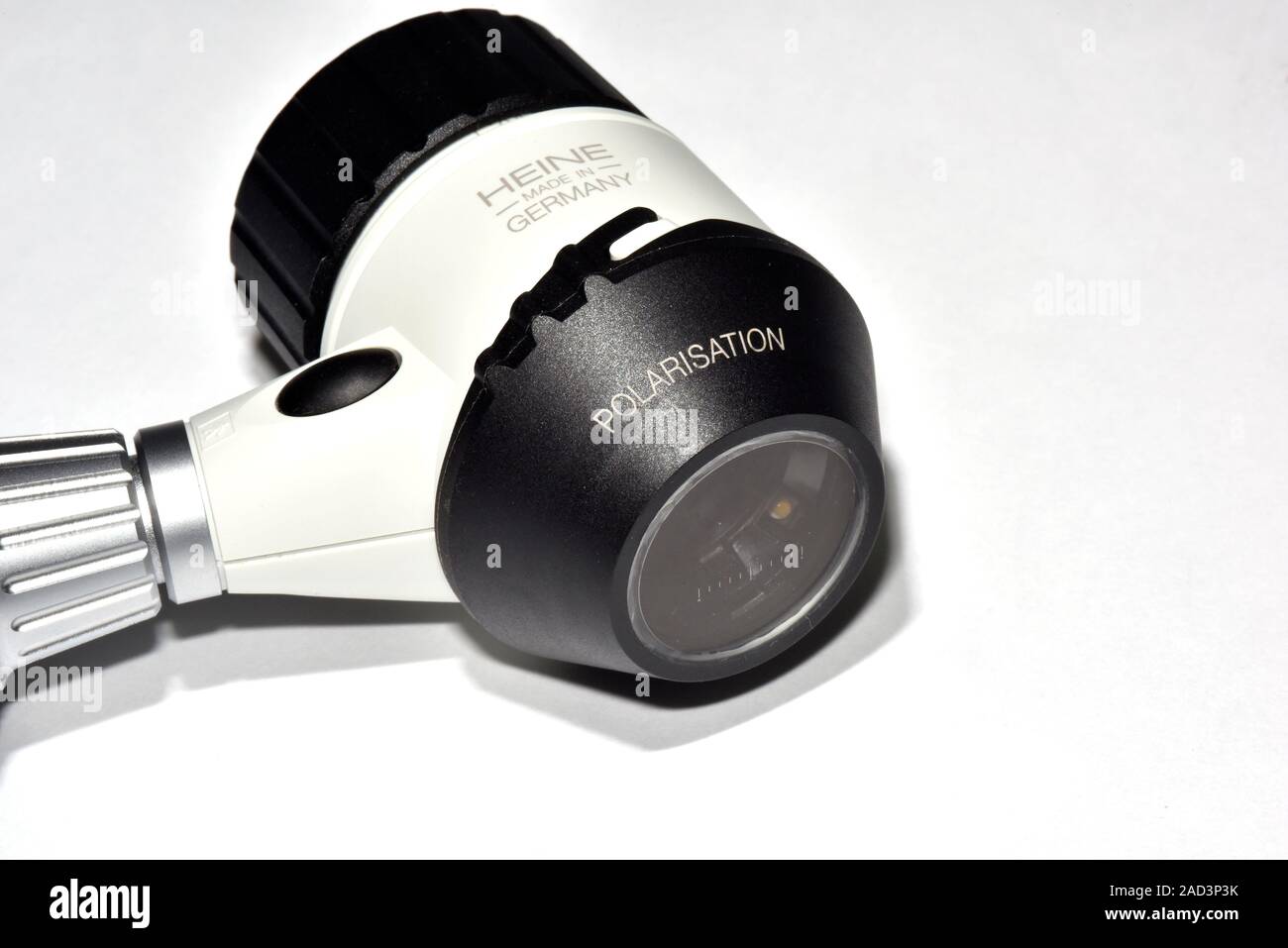 Dermatoscope. Close-up of a dermatoscope; used to examine skin lesions ...