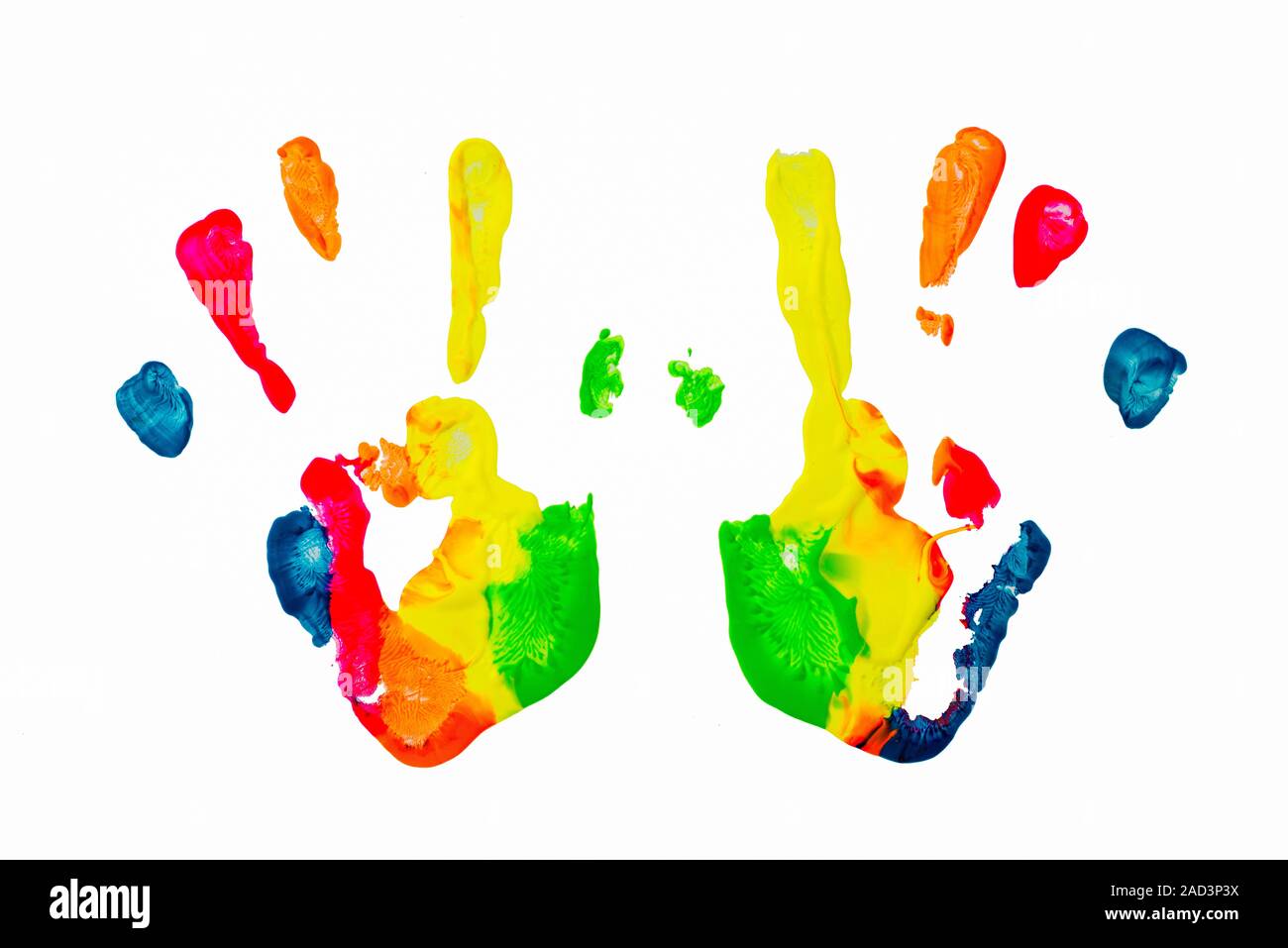 paint hand print over white background Stock Photo - Alamy