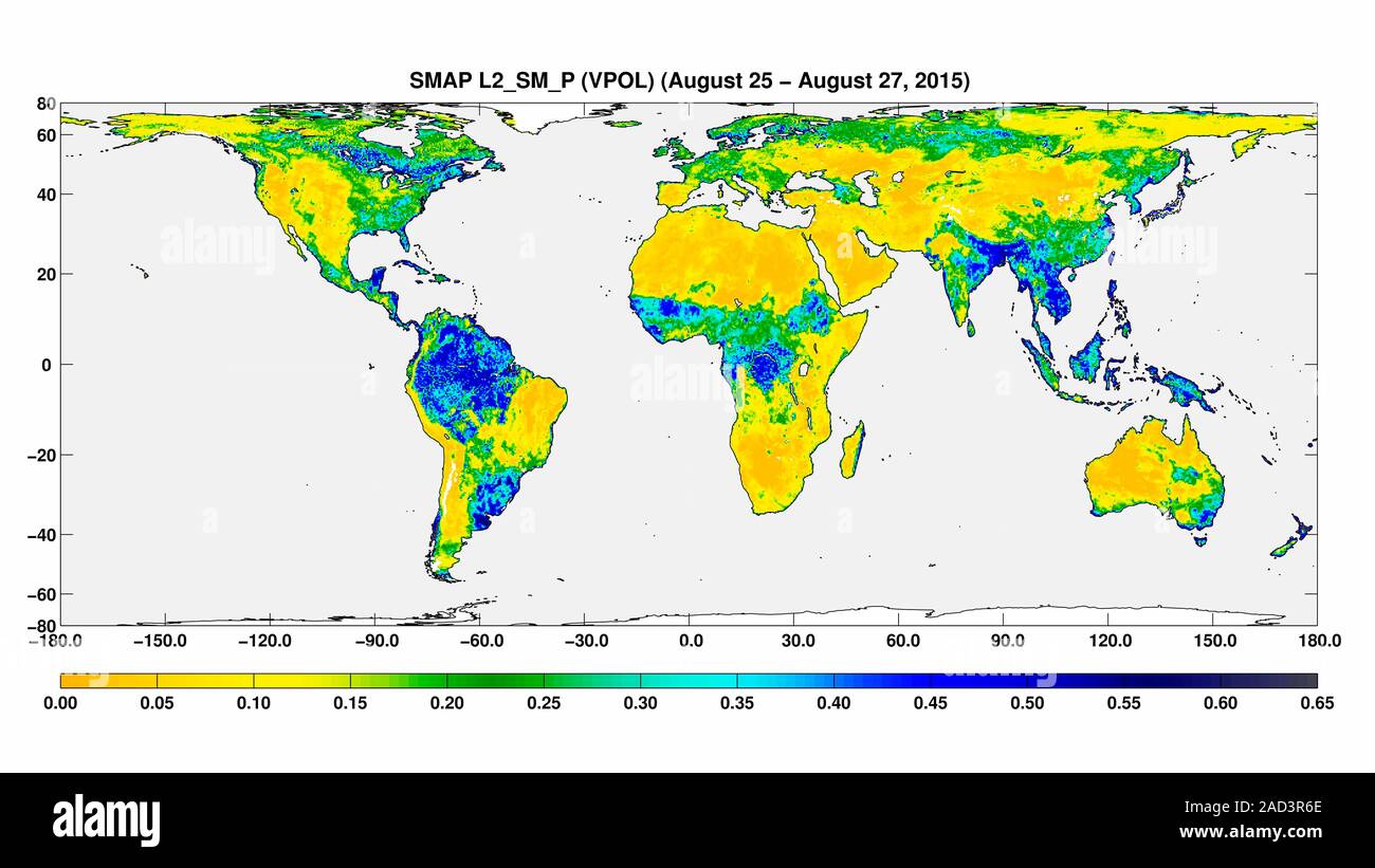 Surface soil moisture map. A three-day composite global map of surface ...