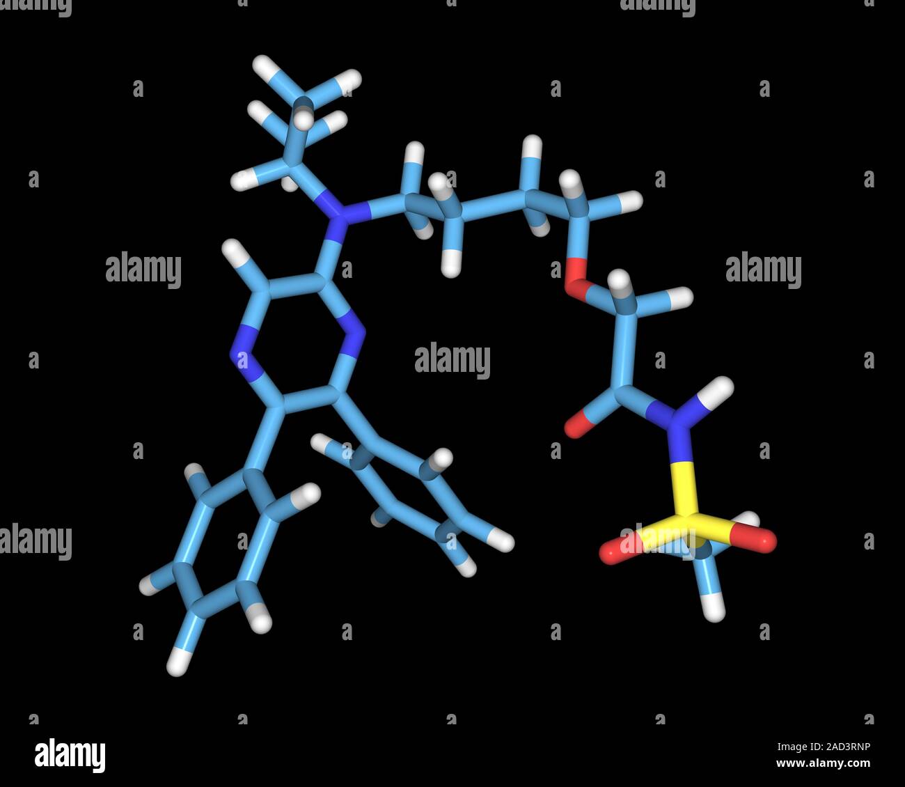 Selexipag blood pressure drug molecule. Computer illustration showing ...