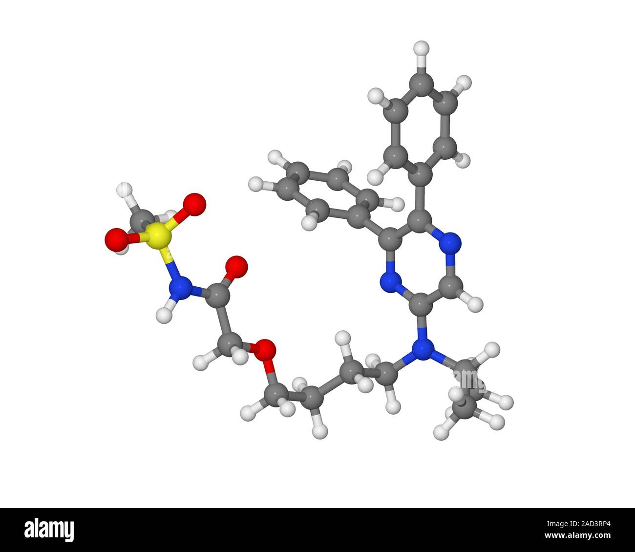 Selexipag blood pressure drug molecule. Computer illustration showing ...
