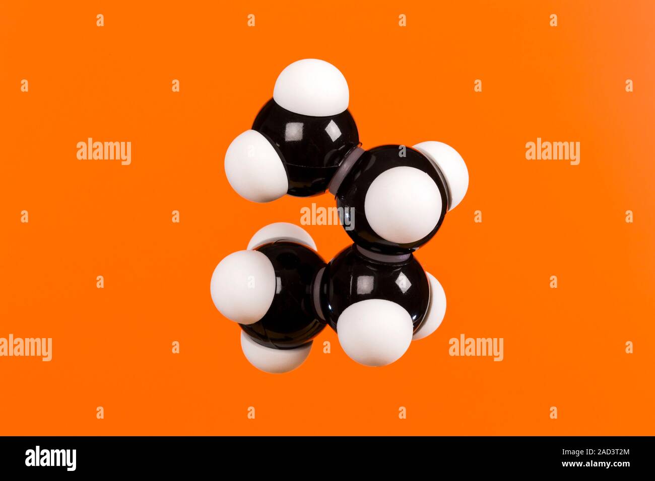 Semi space-filling model of a butane molecule as formed by a free ...