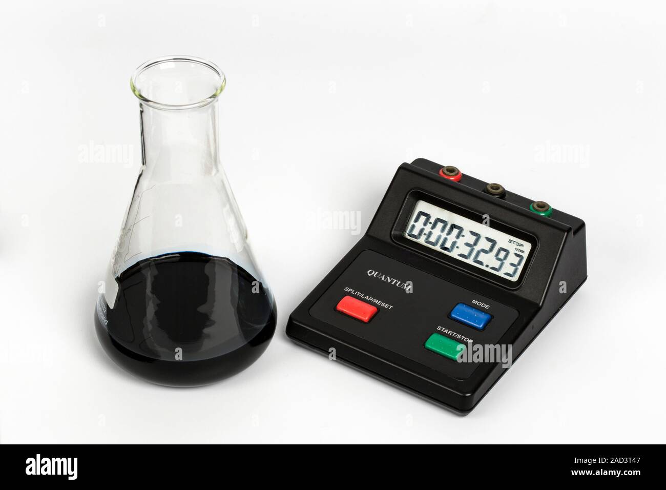 Iodine clock reaction. This is the end of the experiment. A clear ...