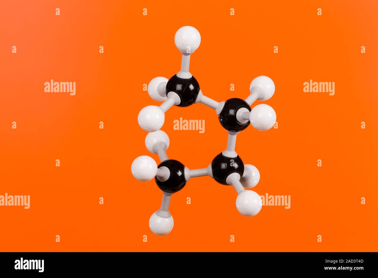 Ball and stick model of a butane molecule as formed by a free rotation ...