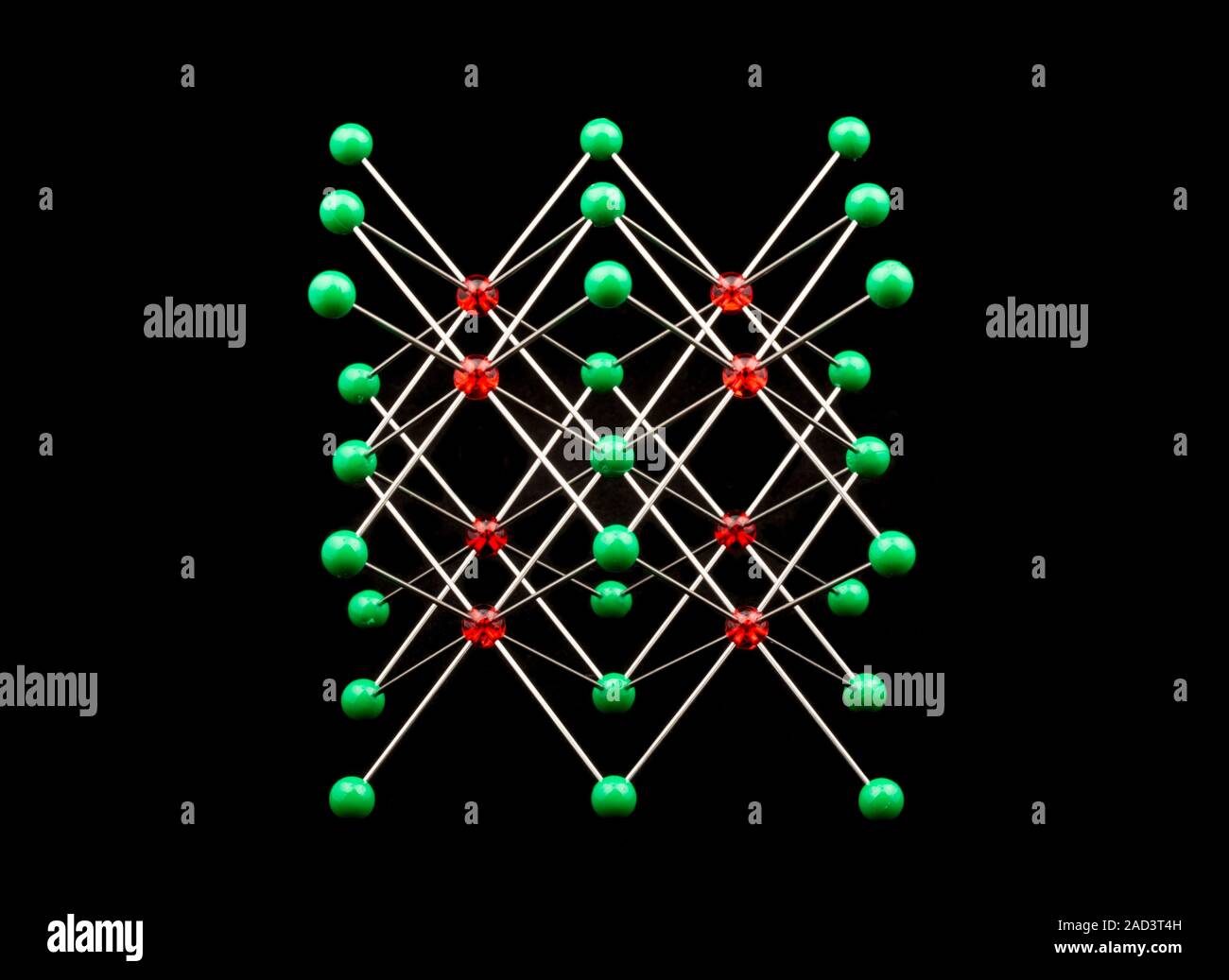 Ball and stick model of caesium chloride where the alternating layers ...