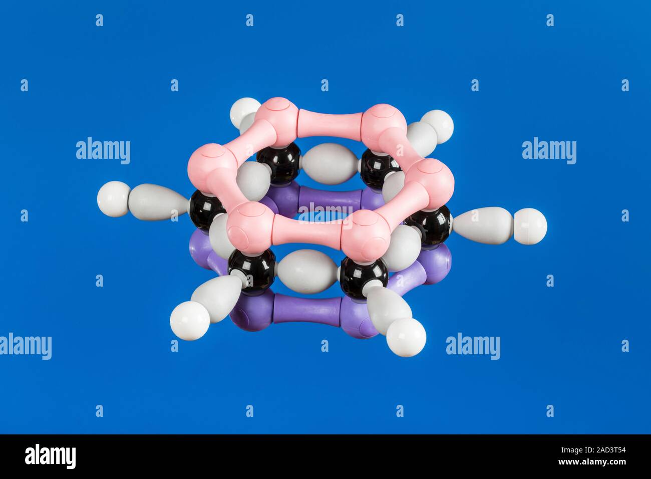 Orbital organic structure model of a benzene molecule. At the core of ...