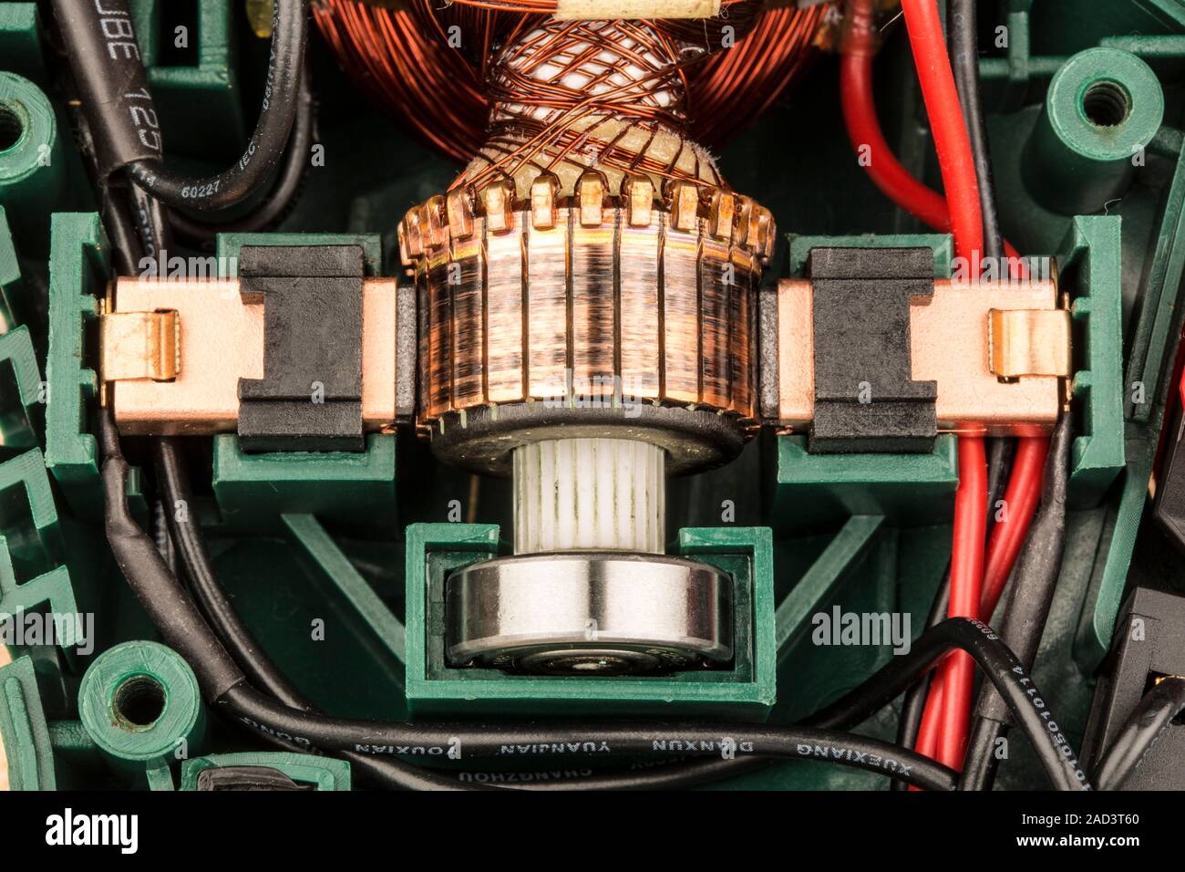 Electric motor. Close up of part of the electric motor of a hand drill ...