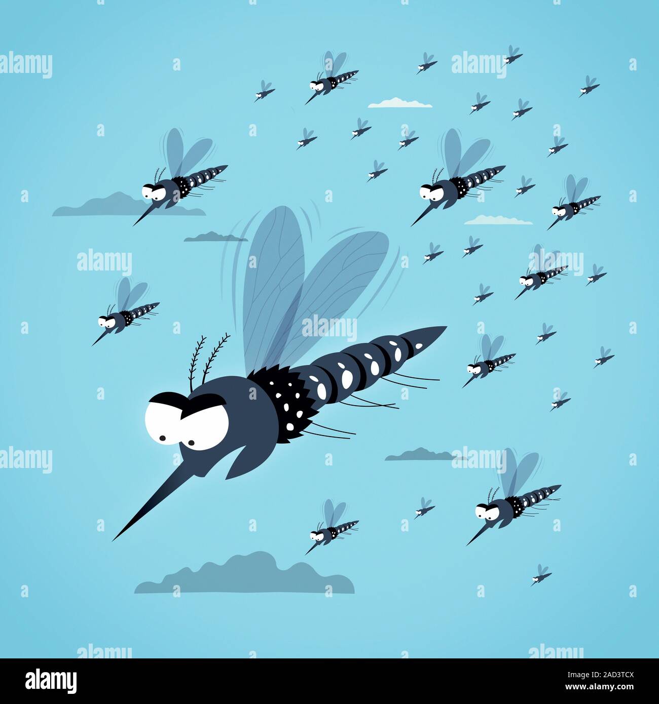 Dangerous mosquitos, conceptual computer illustration. Mosquitos are ...