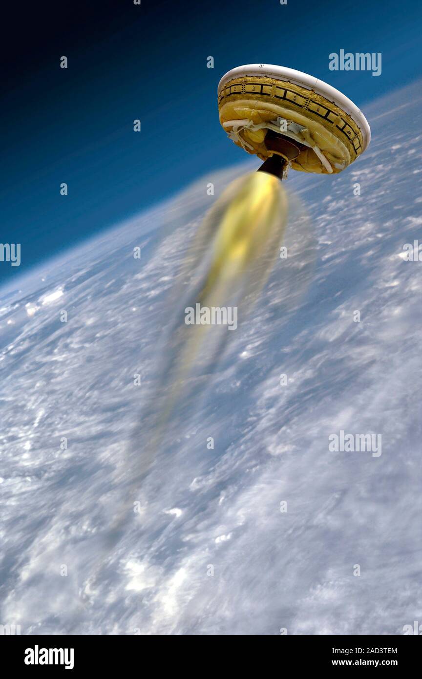 LDSD test vehicle over Earth. Computer illustration of NASA's Low ...