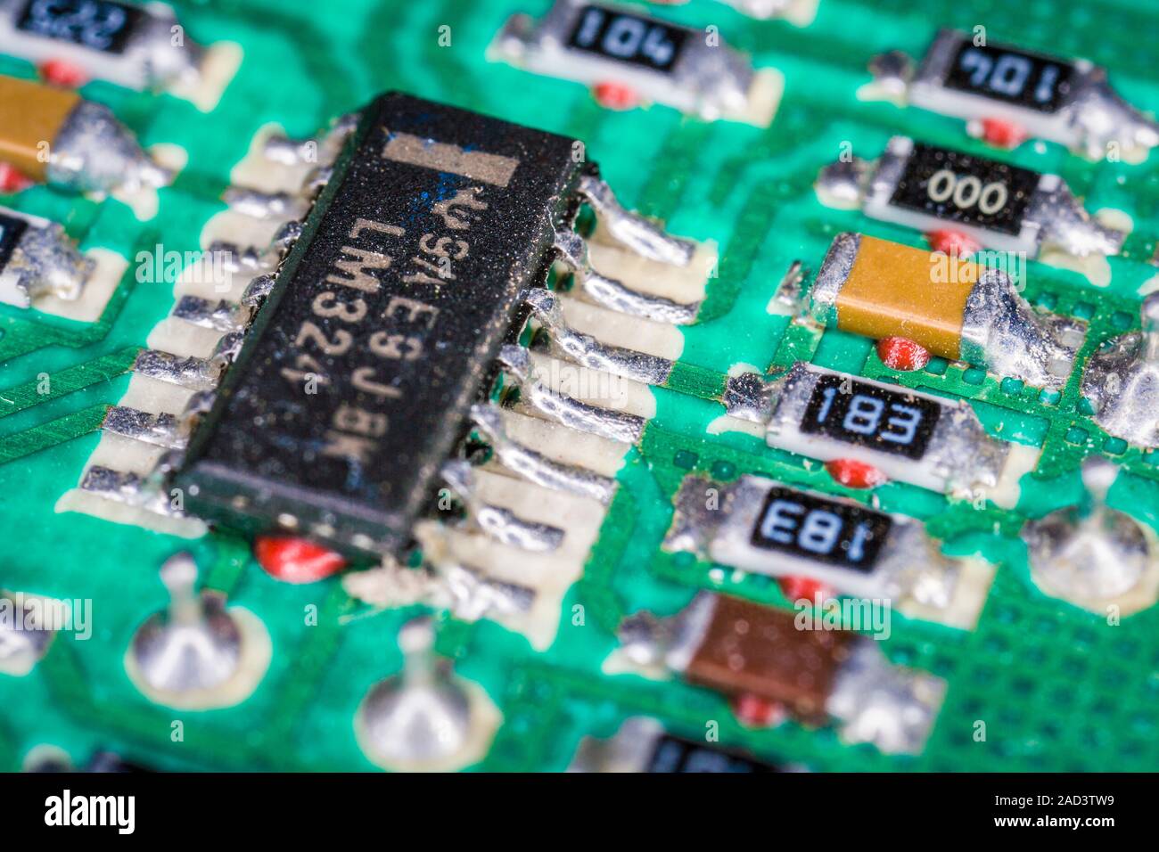 Circuit board. Close-up of components on a printed circuit board (PCB ...