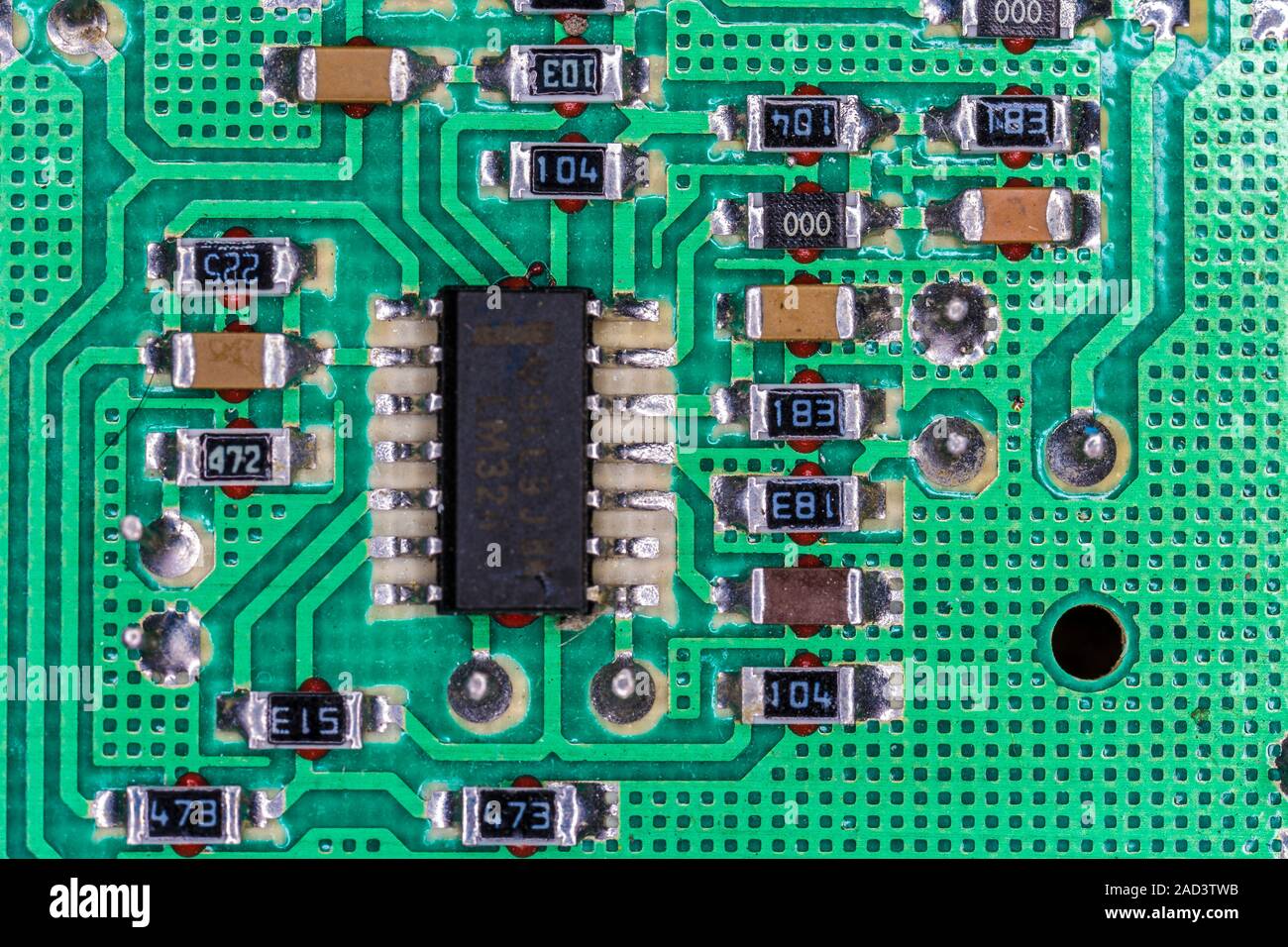 Circuit board. Close-up of components on a printed circuit board (PCB ...