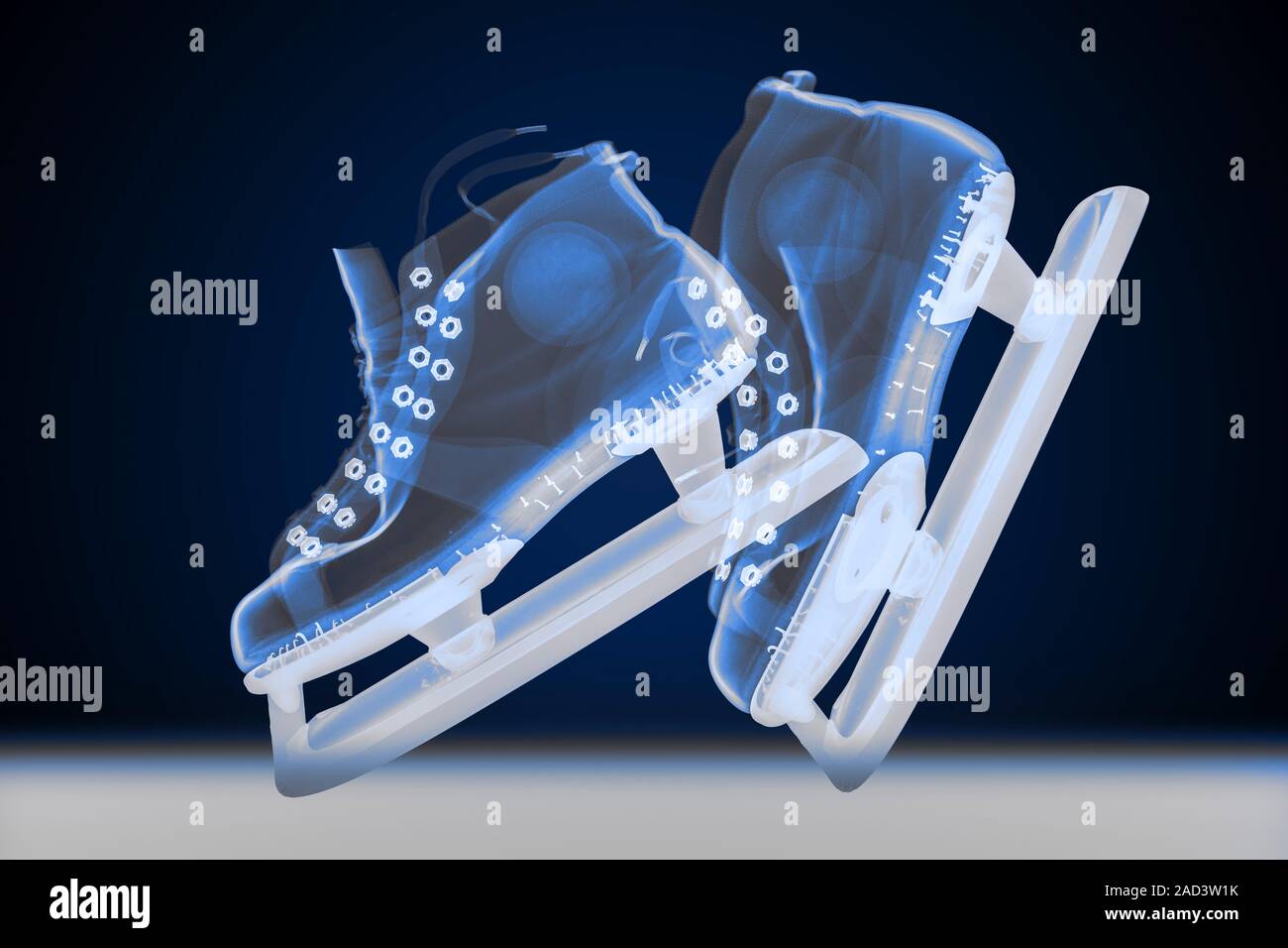 Ice skates, coloured X-ray Stock Photo - Alamy